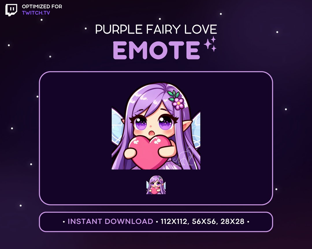Purple Fairy Girl Twitch Emote, Magical Chibi Girl, Kawaii Anime Emote ...