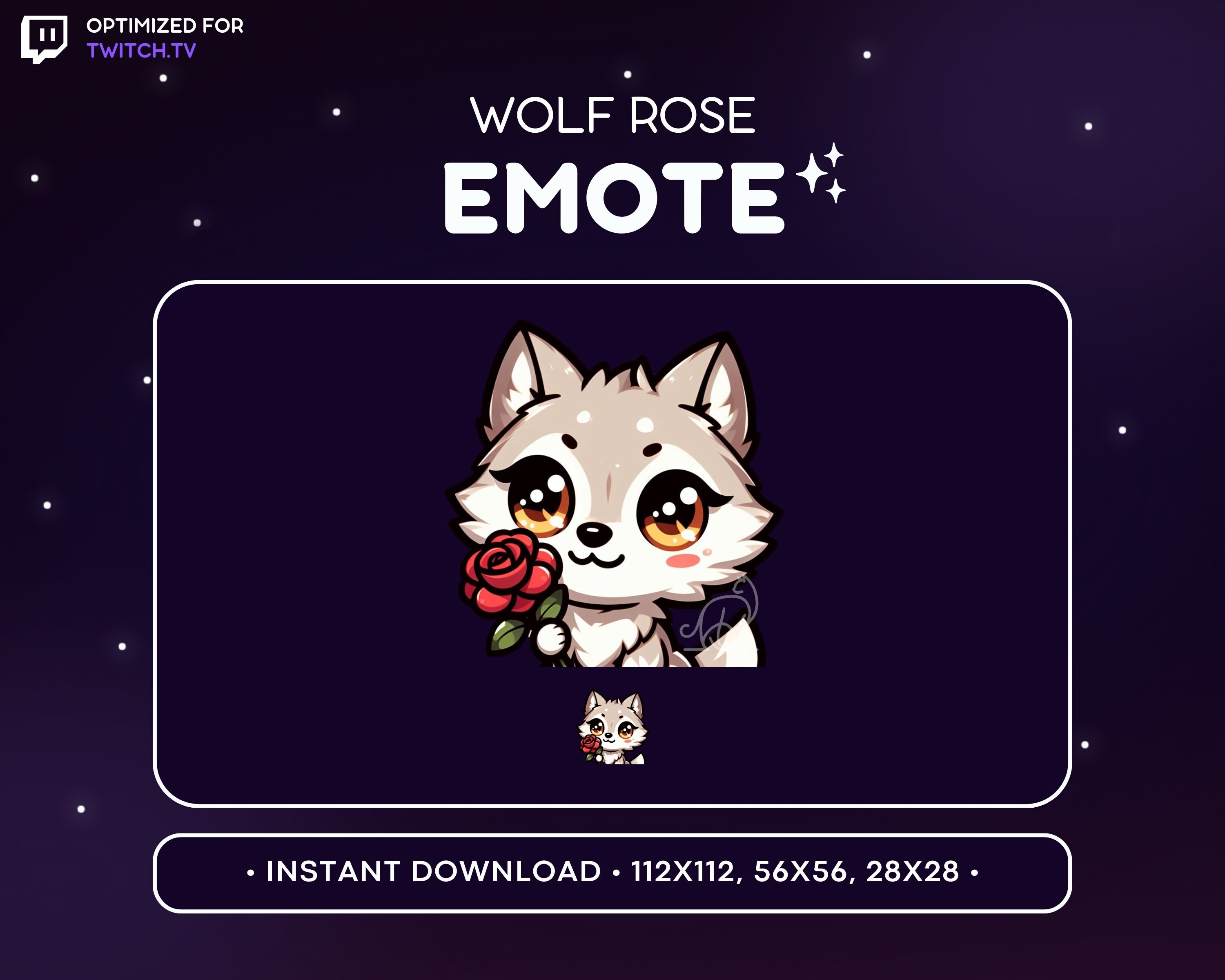 Wolf Twitch Emote - Holding Flower Discord Emoji, Rose, Love - Etsy