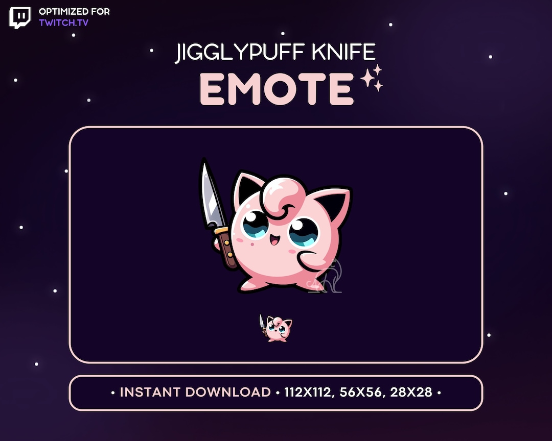 Cute Jigglypuff Twitch Emote Knife Jigglypuff Pokemon Emote, Gaming ...