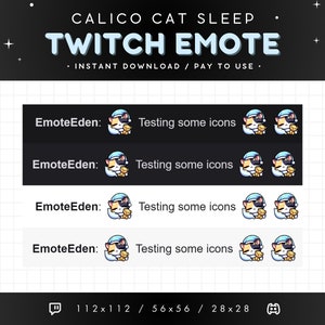 Sleepy Cat Twitch Emote Cute Calico Cat Emote, Hugging Teddy Bear, Cat ...