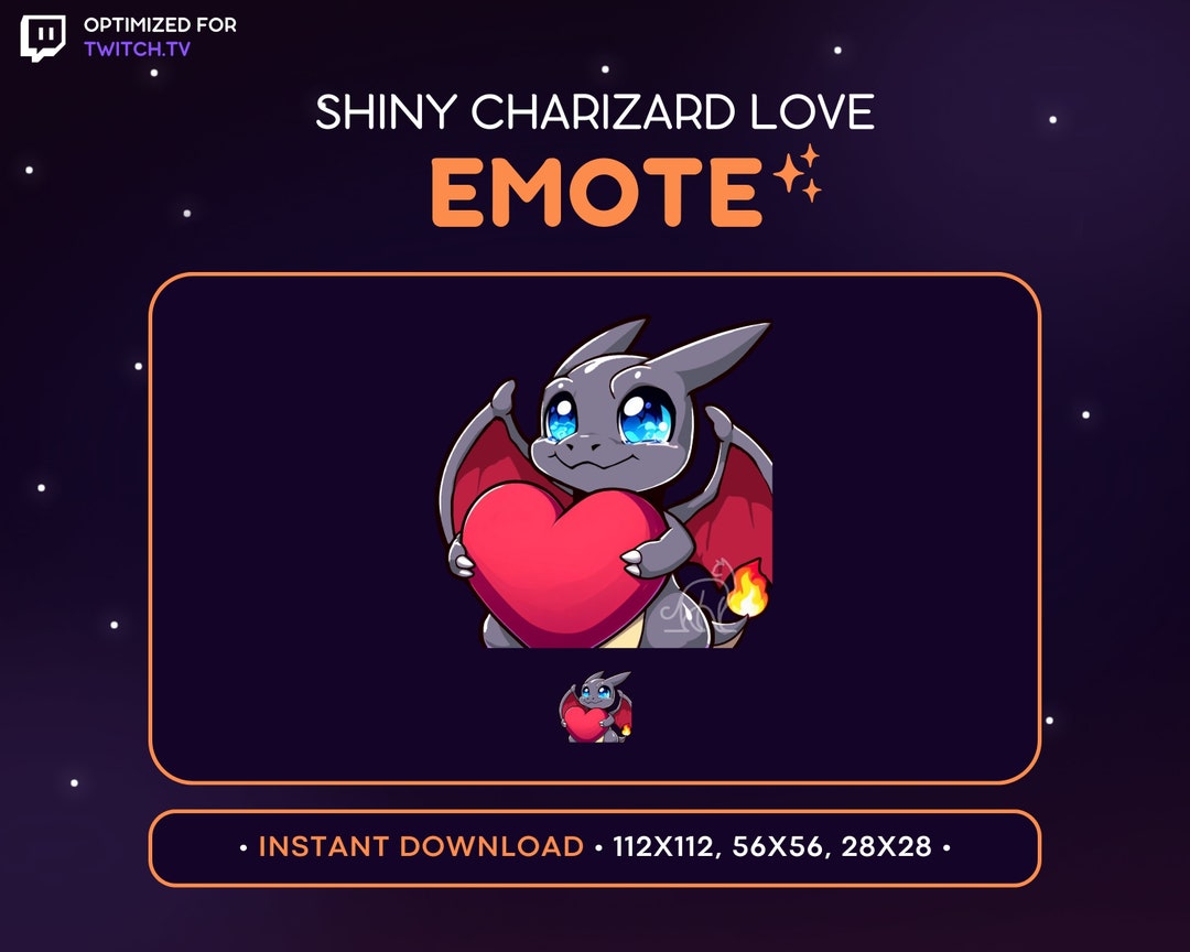 Cute Shiny Charizard Twitch Emote Love Charizard Pokemon Emote, Gaming ...