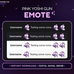 Pink Yoshi Twitch Emote - Gun Yoshi Emote, Yoshi Discord Emote, Smash ...