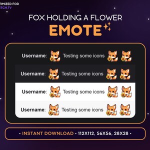 Cute Fox Twitch Emote - Holding Flower Fox Emote, Fox Discord Emote ...