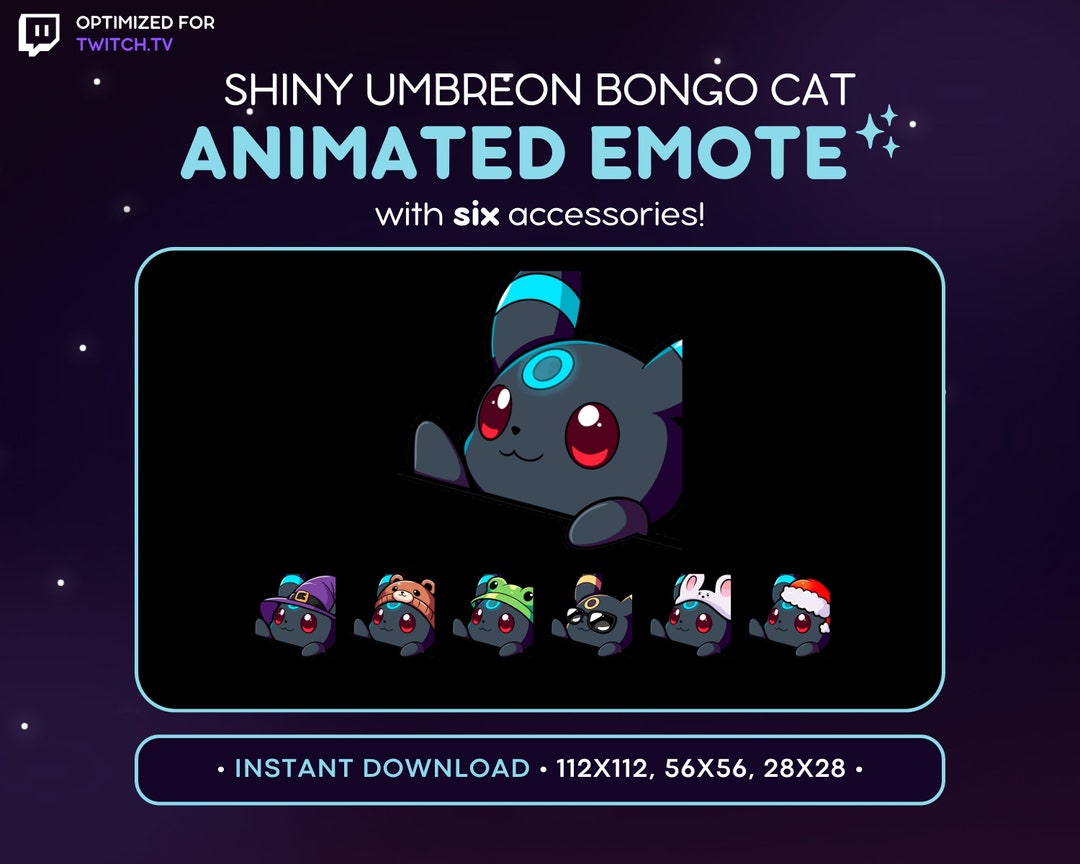 ANIMATED Shiny Umbreon Bongo Cat Twitch Emote [with 6 Accessories ...