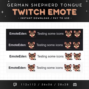 Cute German Shepherd Twitch Emote Tongue - Dog Emote, Dog Discord Emote ...