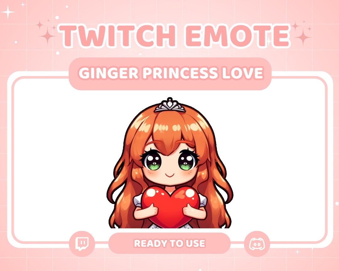 Ginger Princess Chibi Girl Twitch Emote Love, Orange Hair Girl, Kawaii ...