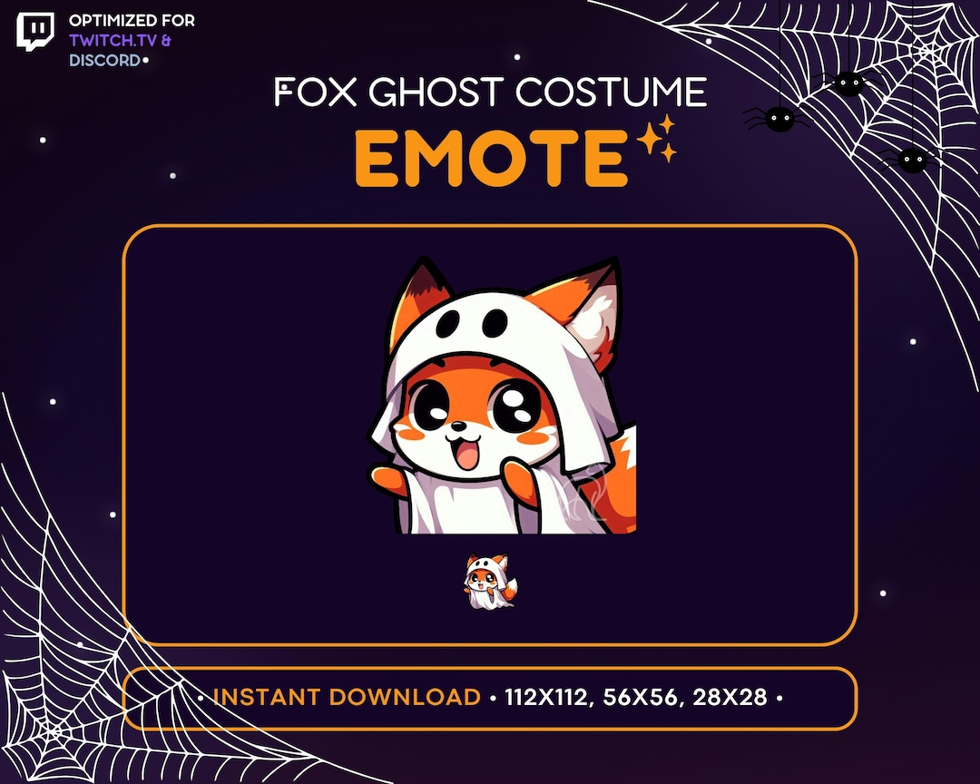Fox Twitch Emote - Ghost Costume, Halloween Emote, Discord Server ...