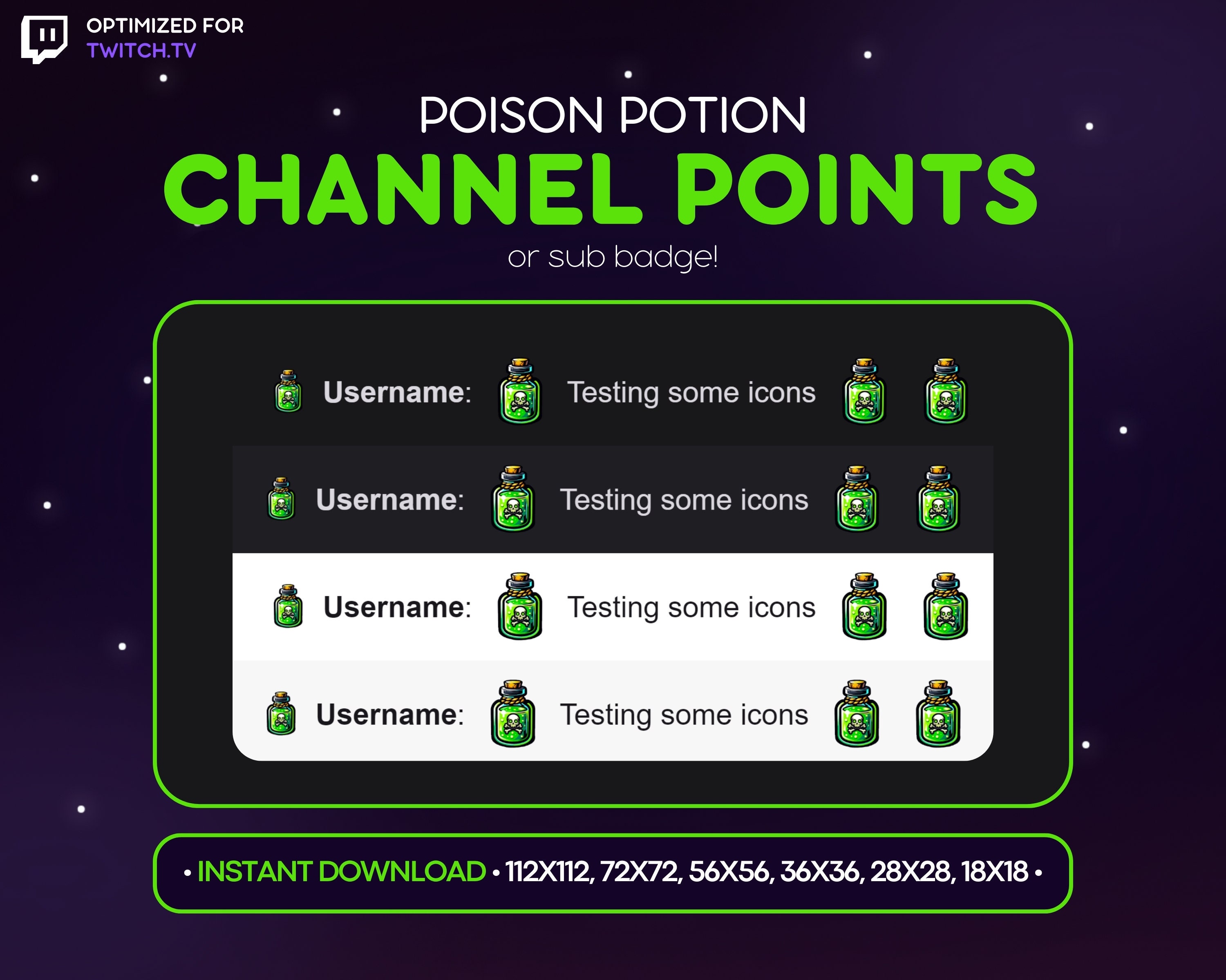 Poison Twitch Channel Point Icon, Sub Badge, Emote - Poison Potion ...