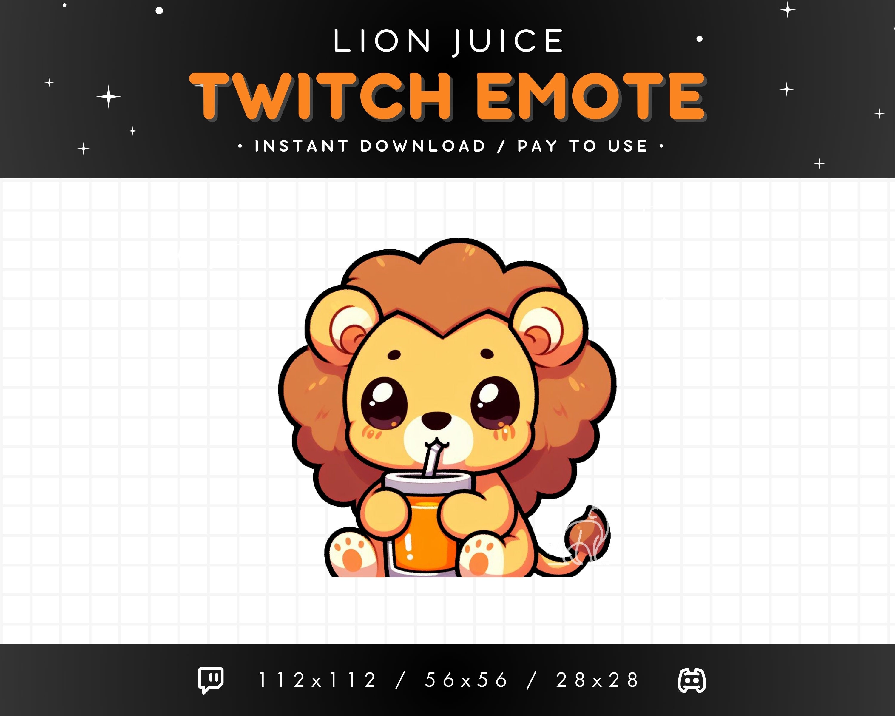 Cute Lion Twitch Emote Juice Hydrate Lion Emote, Lion Discord Emote ...