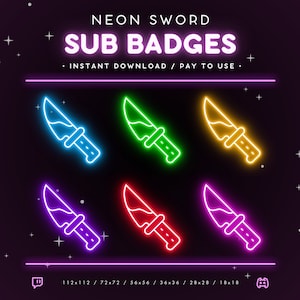 Neon Knife Sub Badges - Neon Twitch Sub Badges, Channel Point Icon ...