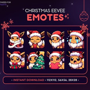 Eevee Christmas Twitch Emote Pack 12x - Pokemon Holiday Emote, Discord ...