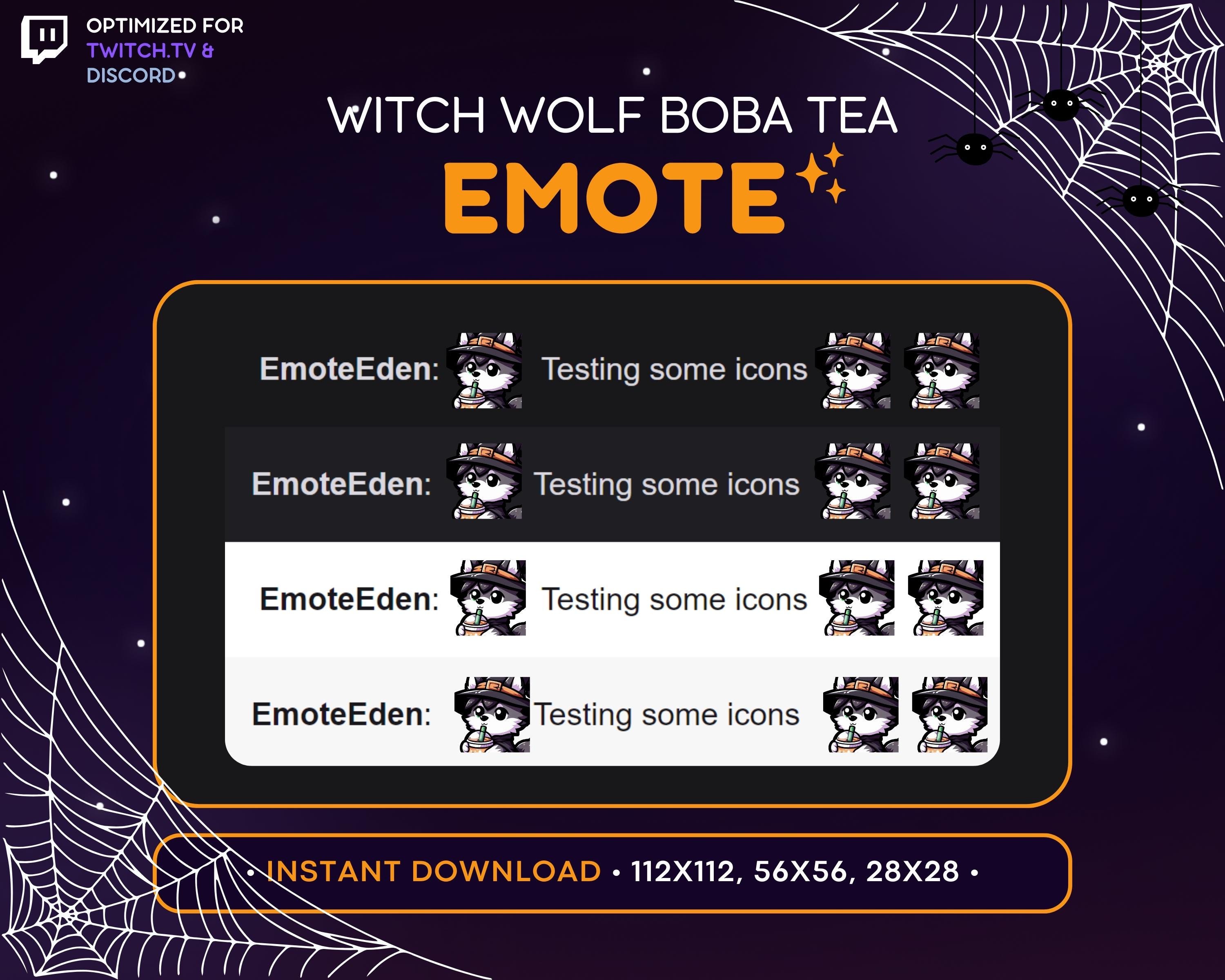 Wolf Twitch Emote - Boba Tea, Drink, Witch Hat, Halloween Emote ...