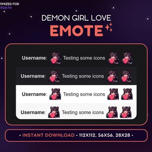 Cute Demon Girl Twitch Emote, Evil Hell Girl, Kawaii Anime Emote, Gamer ...