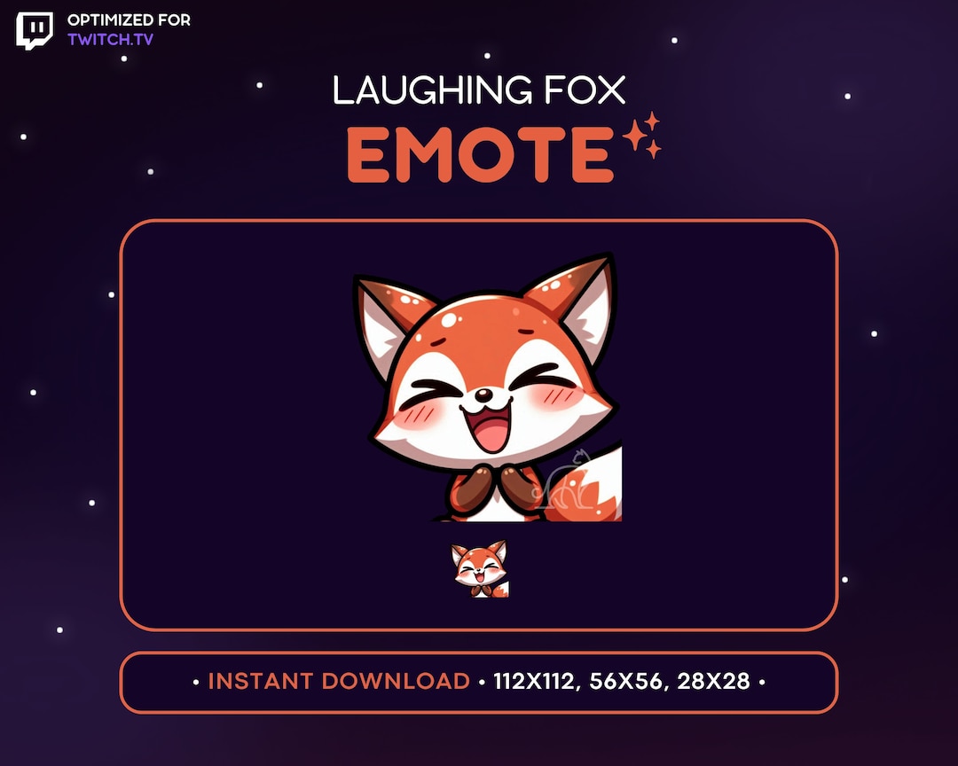 Cute Fox Twitch Emote - Laughing Fox Emote, Fox Discord Emote, Gaming ...