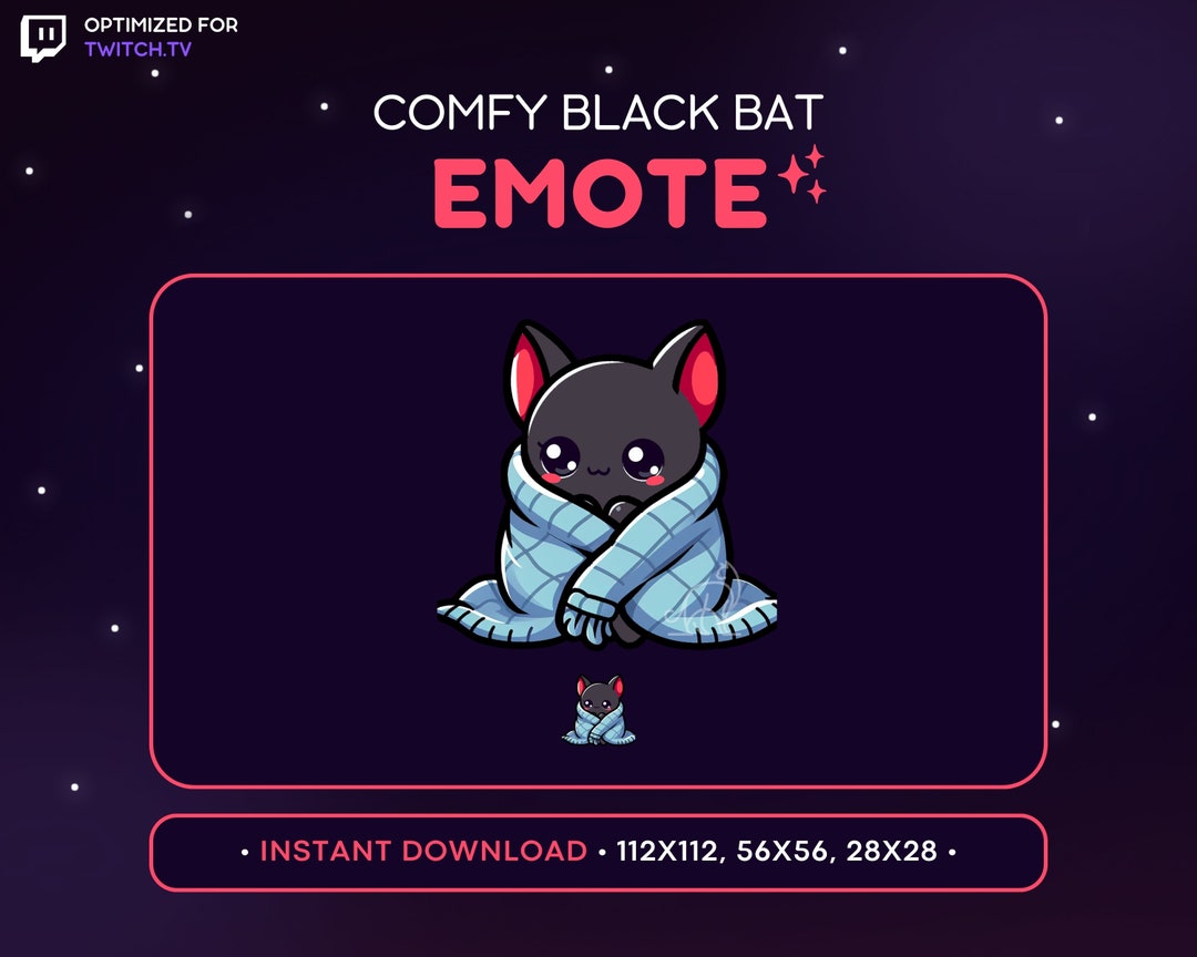Bat Twitch Emote Blanket - Comfy Discord Emoji, Cozy Sleep Blankies ...