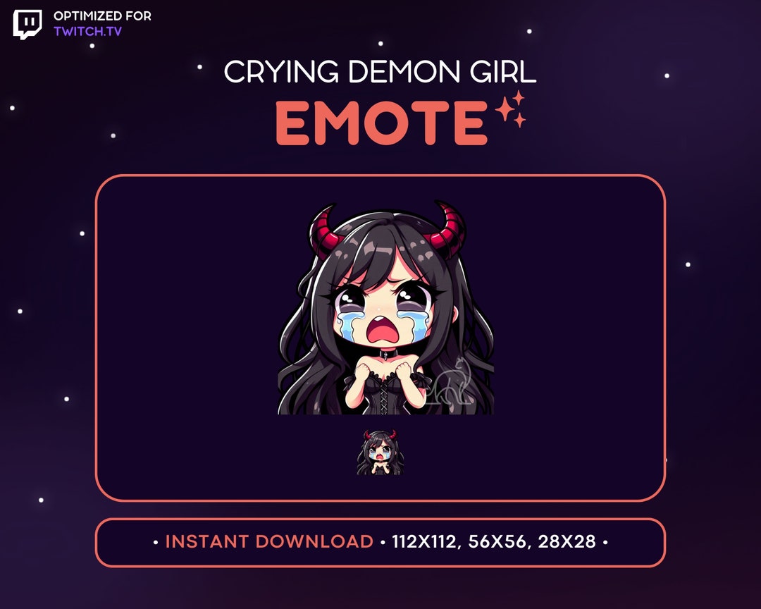 Demon Girl Twitch Emote, Evil Hell Girl, Kawaii Anime Emote, Gamer ...