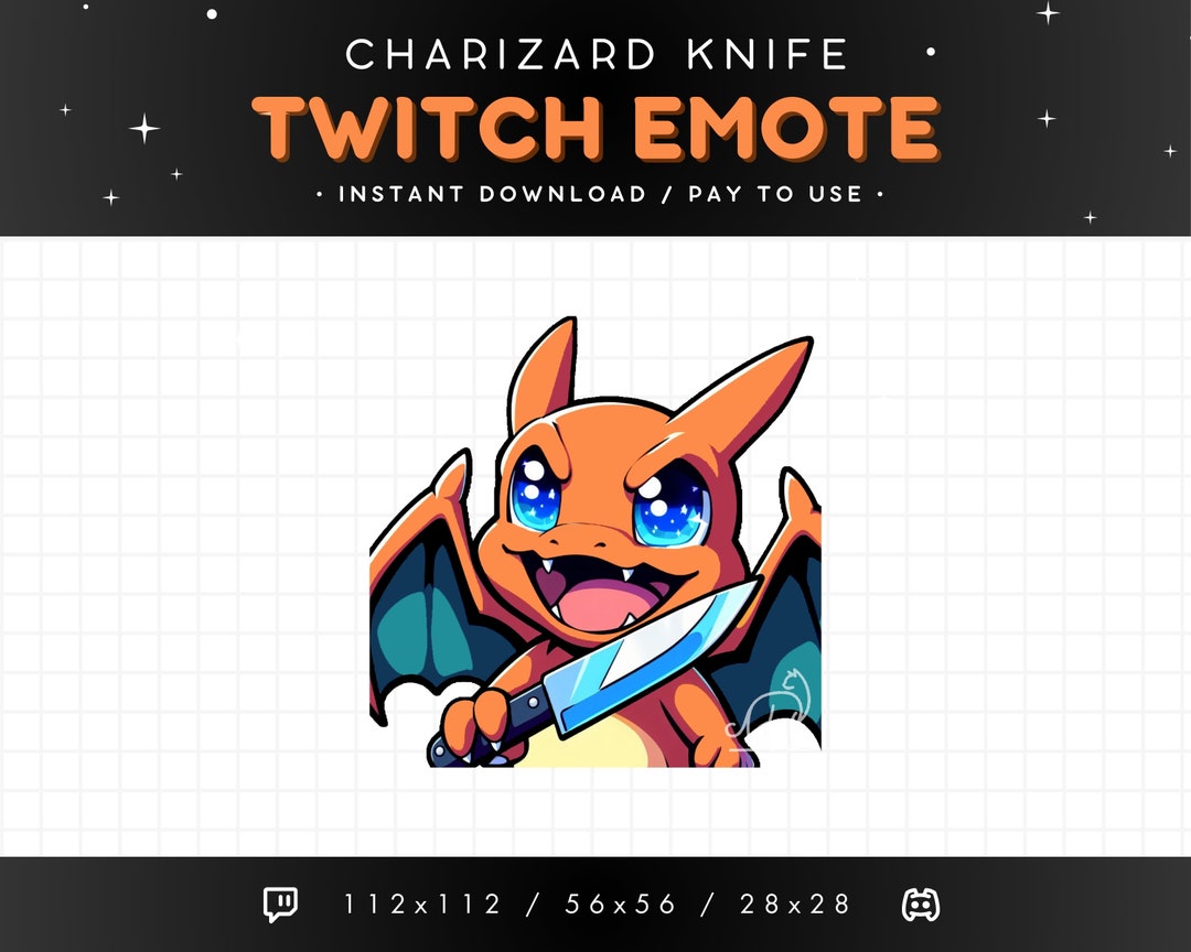 Cute Charizard Twitch Emote Knife Pokemon Charizard Emote, Gaming ...