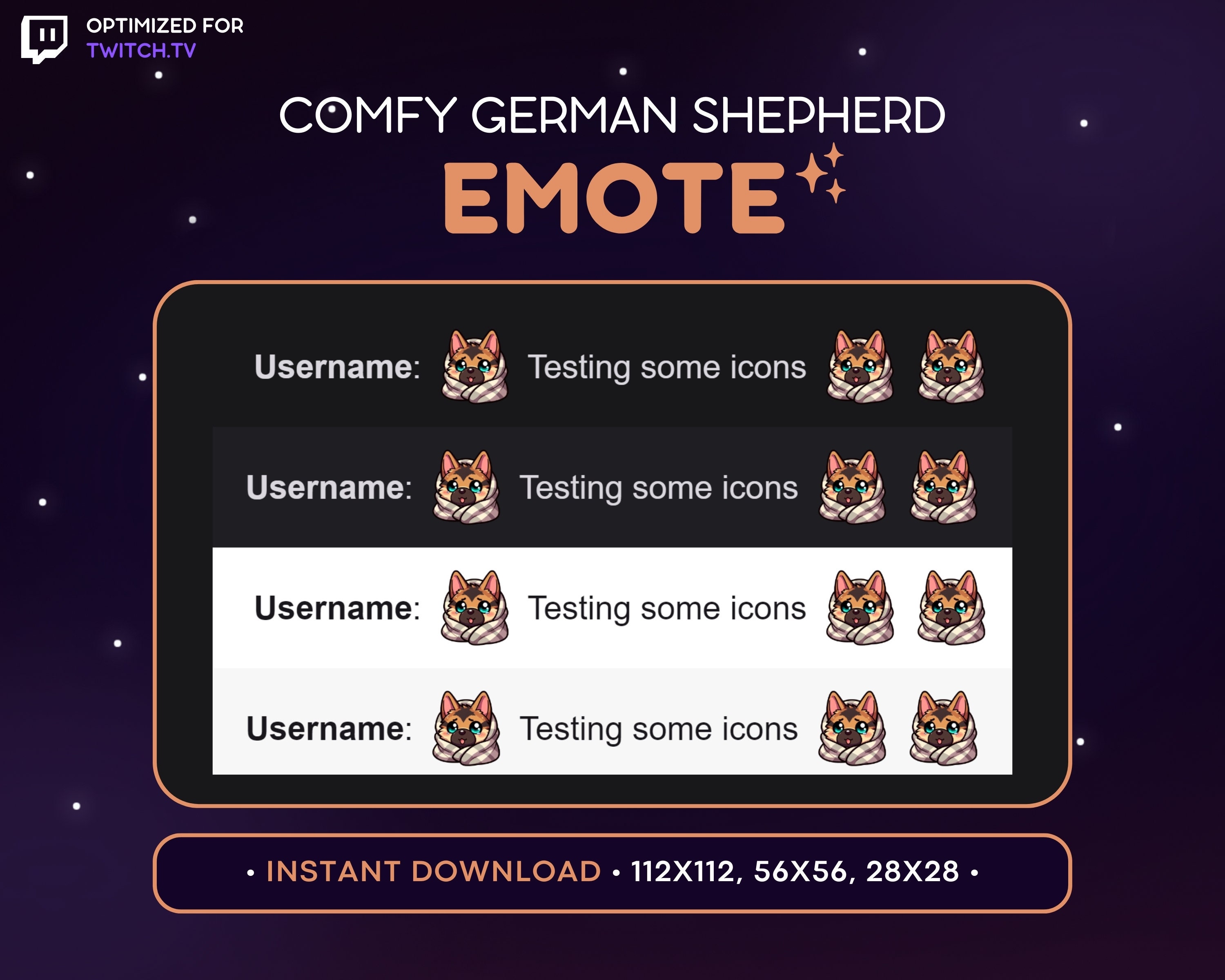 Cute German Shepherd Twitch Emote - Comfy Dog Emote, Dog Discord Emote ...