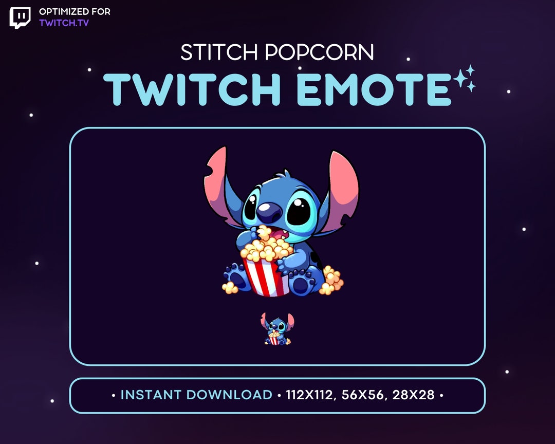 Stitch Twitch Emote Popcorn - Stitch Discord Emote, Stitch Streaming ...