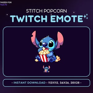 Stitch Twitch Emote Popcorn - Stitch Discord Emote, Stitch Streaming ...