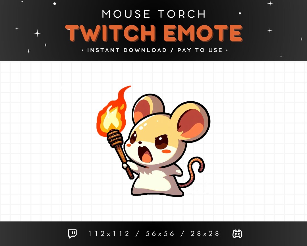 Cute Mouse Twitch Emote Raid Holding Torch Mouse Discord Emote, Mouse ...