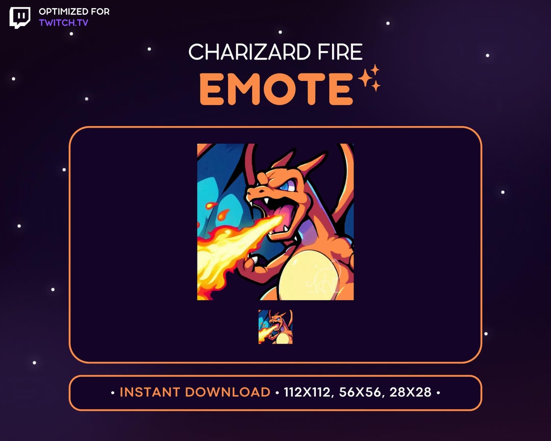 Charizard Twitch Emote - Spitting Fire Charizard Pokemon, Discord ...