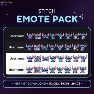 Stitch Twitch Emote Pack 8x - Stitch Discord Emote, Stitch Streaming ...