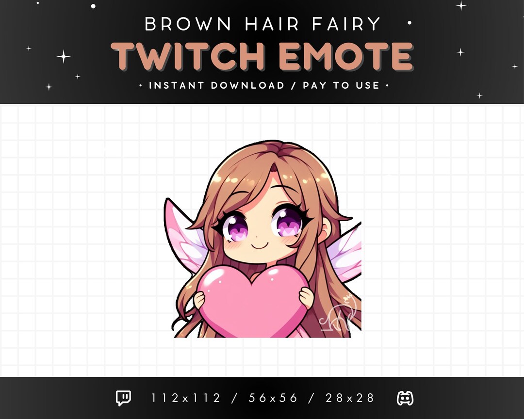 Brunette Fairy Girl Twitch Emote, Magical Chibi Girl, Kawaii Anime ...