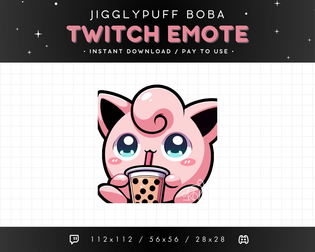 Cute Jigglypuff Twitch Emote Boba Tea Jigglypuff Pokemon Emote, Gaming ...