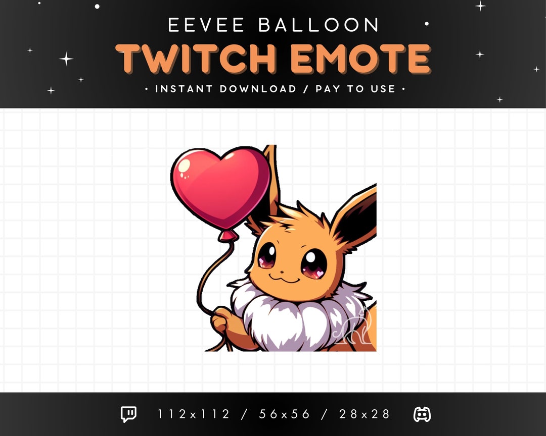Cute Eevee Twitch Emote Balloon Pokemon Eevee Emote, Gaming, Streaming ...