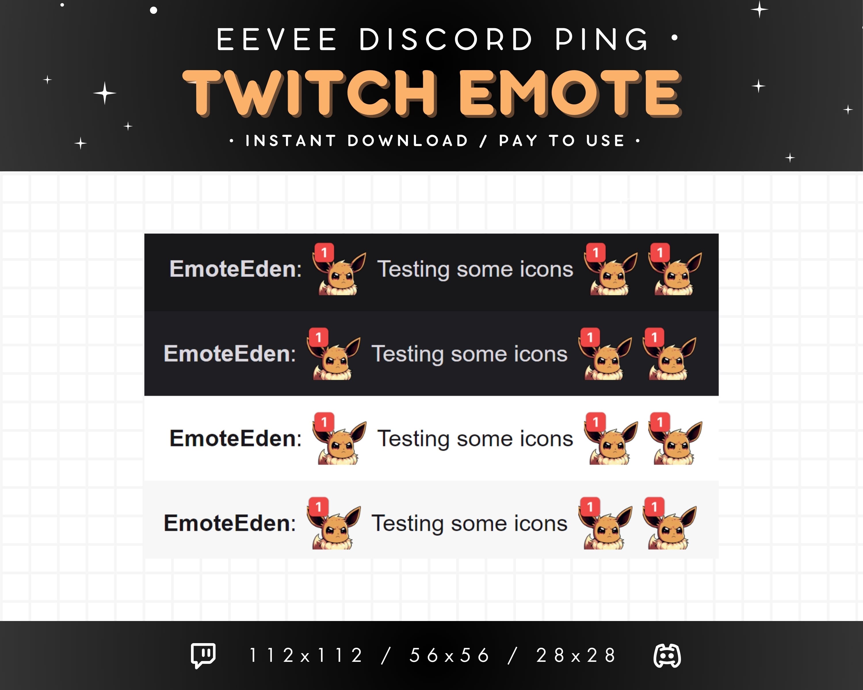 Cute Eevee Twitch Emote Discord Ping Eevee Emote, Gaming, Streaming ...
