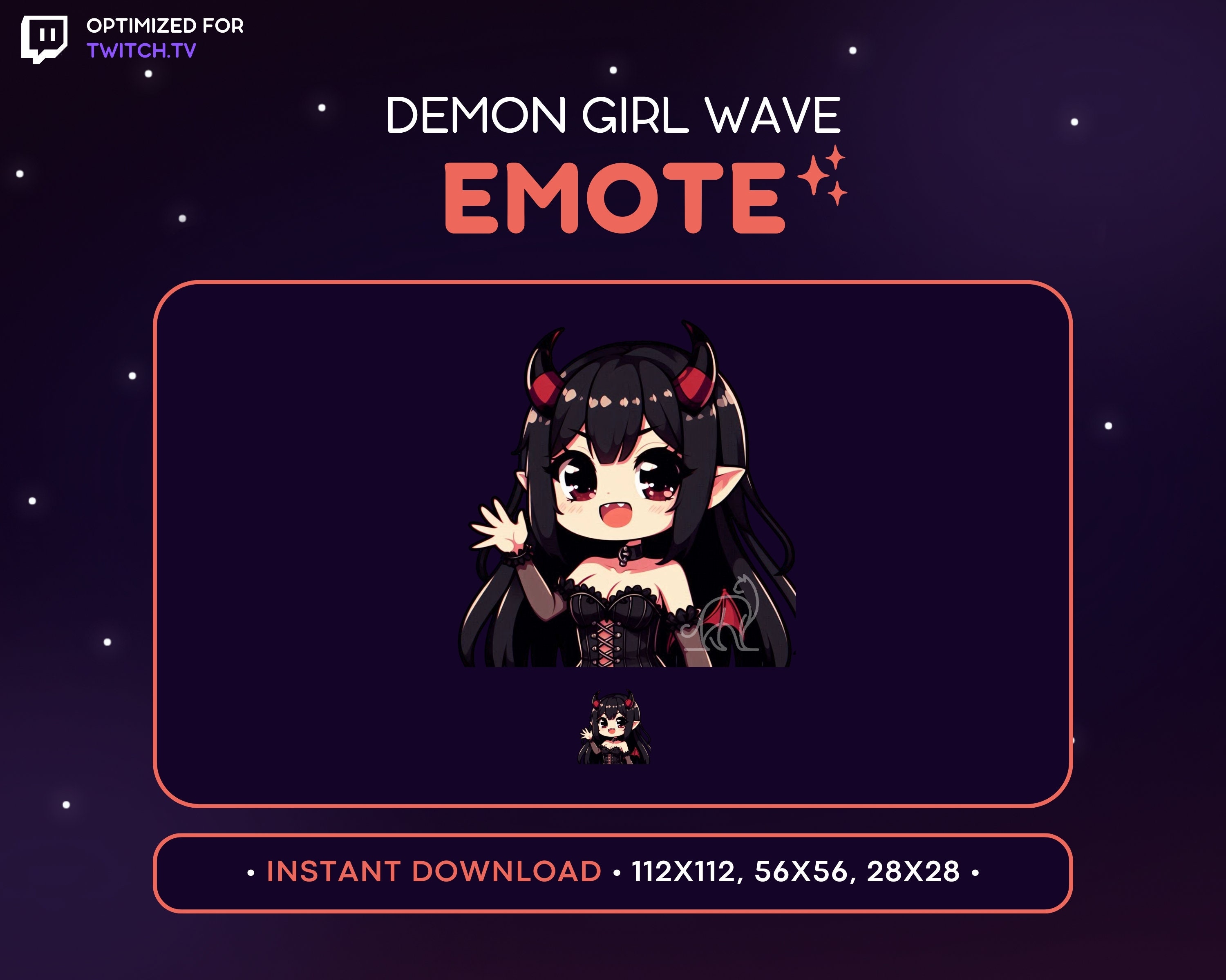 Demon Girl Twitch Emote, Evil Hell Girl, Kawaii Anime Emote, Gamer ...