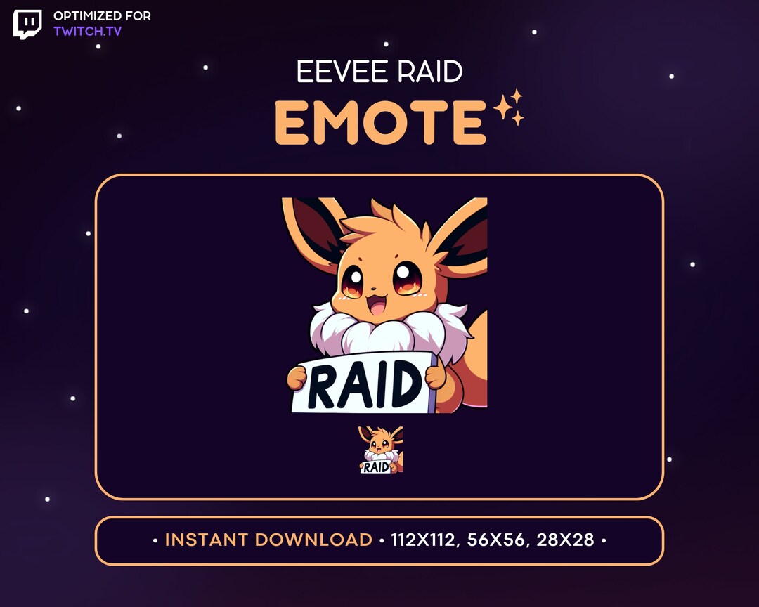 Cute Eevee Twitch Emote - Raid Pokemon Eevee Emote, Gaming, Streaming ...