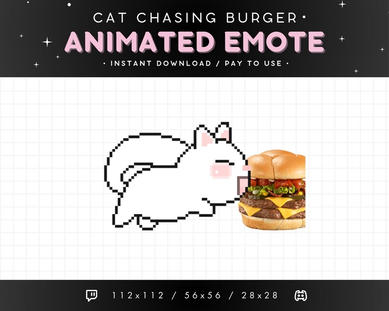 Cat Hamburger Animated Emote Animated Twitch Emote, Streaming Assets ...