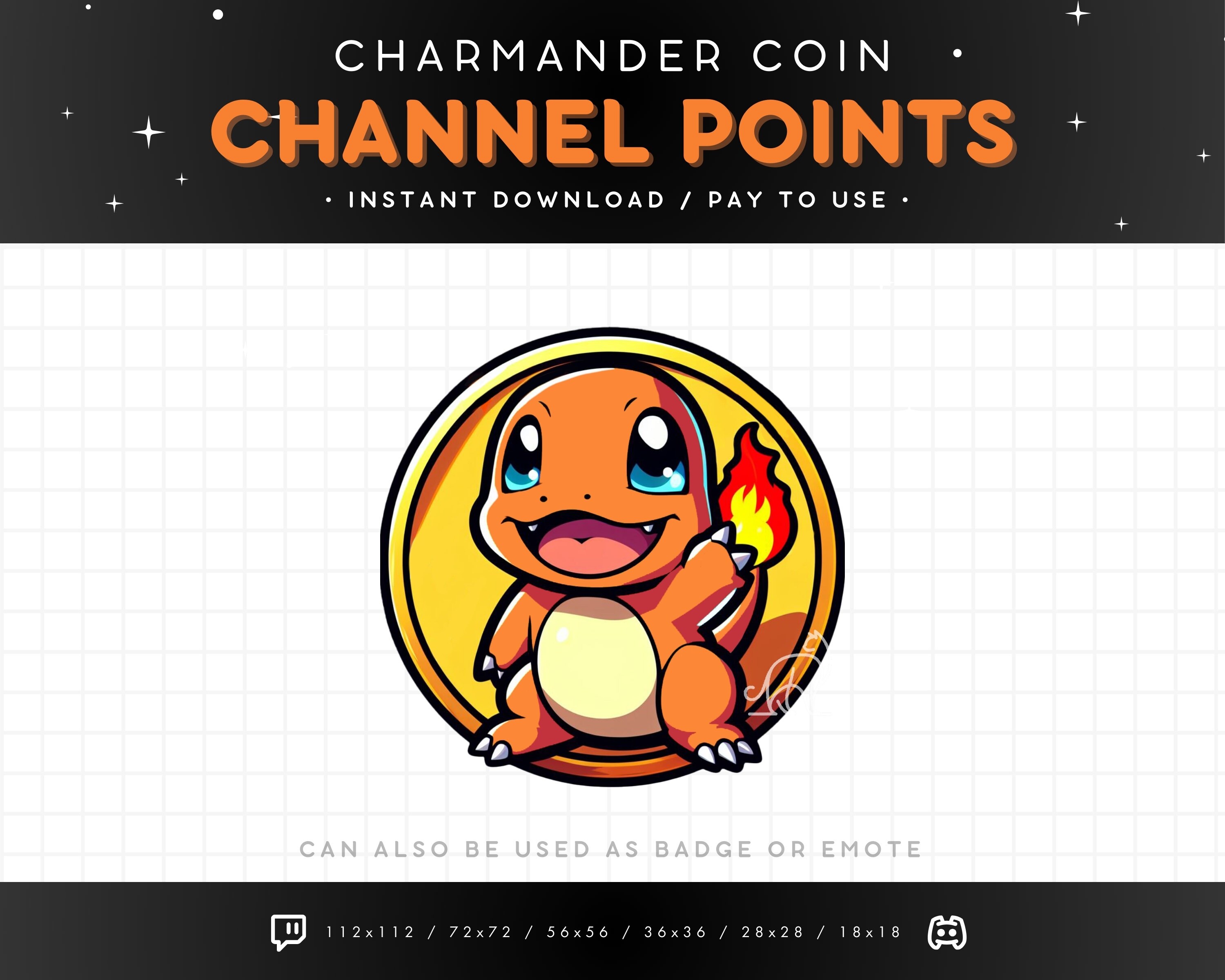 Charmander Coin Twitch Channel Point Icon, Sub Badge, Emote Charmander ...