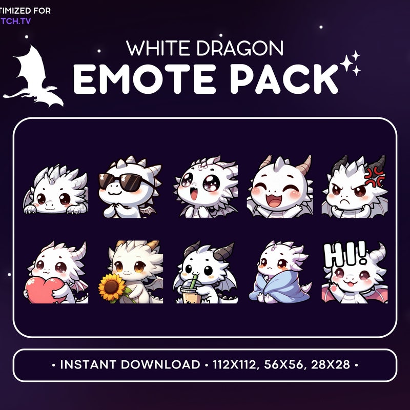 White Dragon Twitch Emote - Etsy