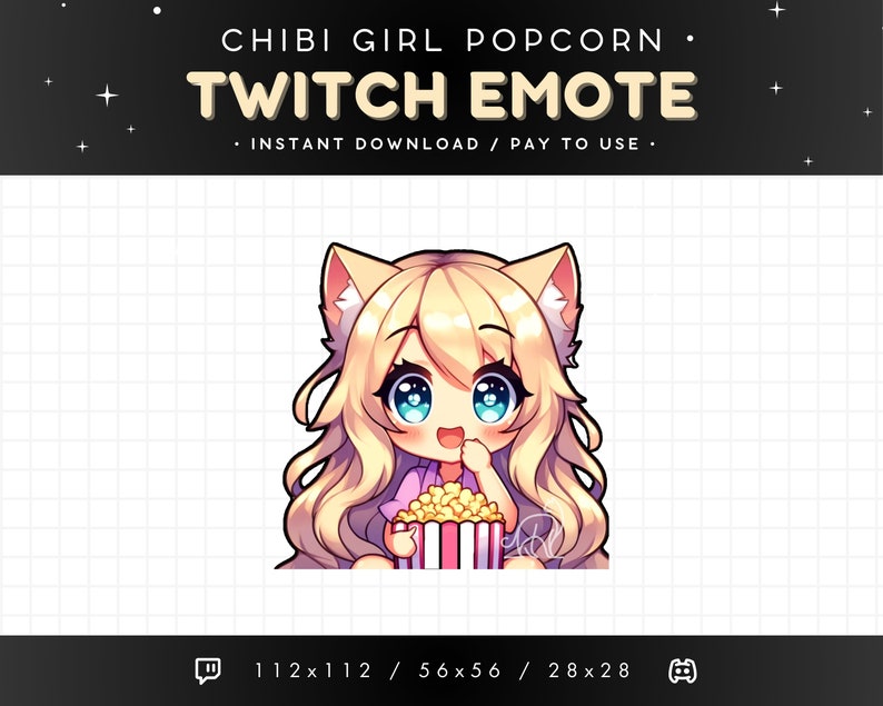 Chibi Girl Twitch Emote, Blonde Hair Catgirl, Kawaii Anime Emote, Gamer ...