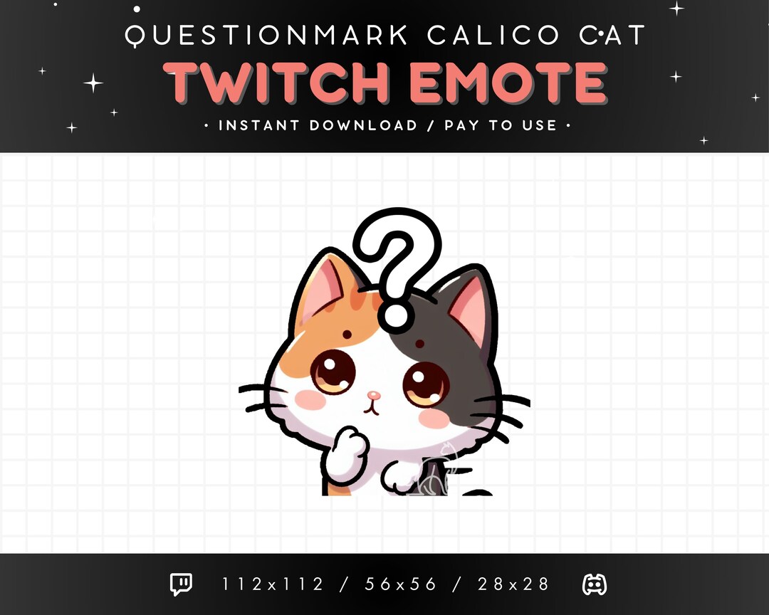 Cute Calico Cat Twitch Emote Question Mark Cat Emote, Cat Discord Emote ...