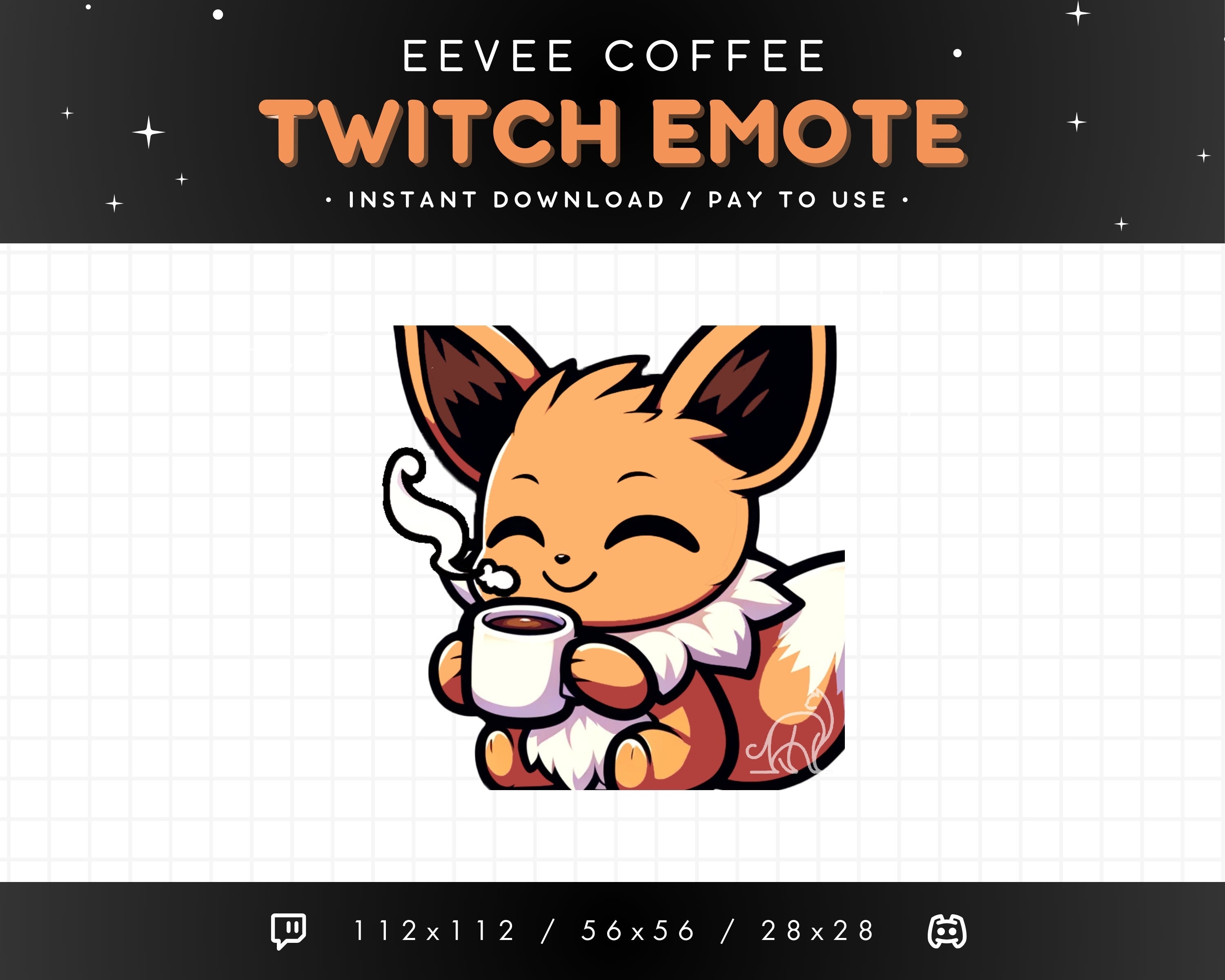 Cute Eevee Twitch Emote Coffee Pokemon Eevee Emote, Gaming, Streaming ...