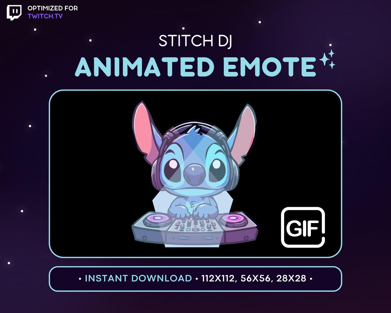 Stitch DJ Animated Twitch Emote - Stitch Discord Emote, Stitch ...