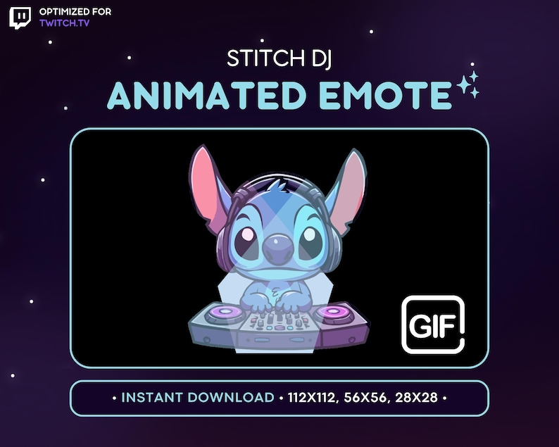 Stitch DJ Animated Twitch Emote - Stitch Discord Emote, Stitch ...