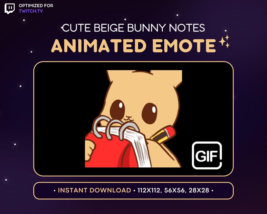 ANIMATED Beige Bunny Notes Emote - Cute Animated Bunny Discord Emote ...