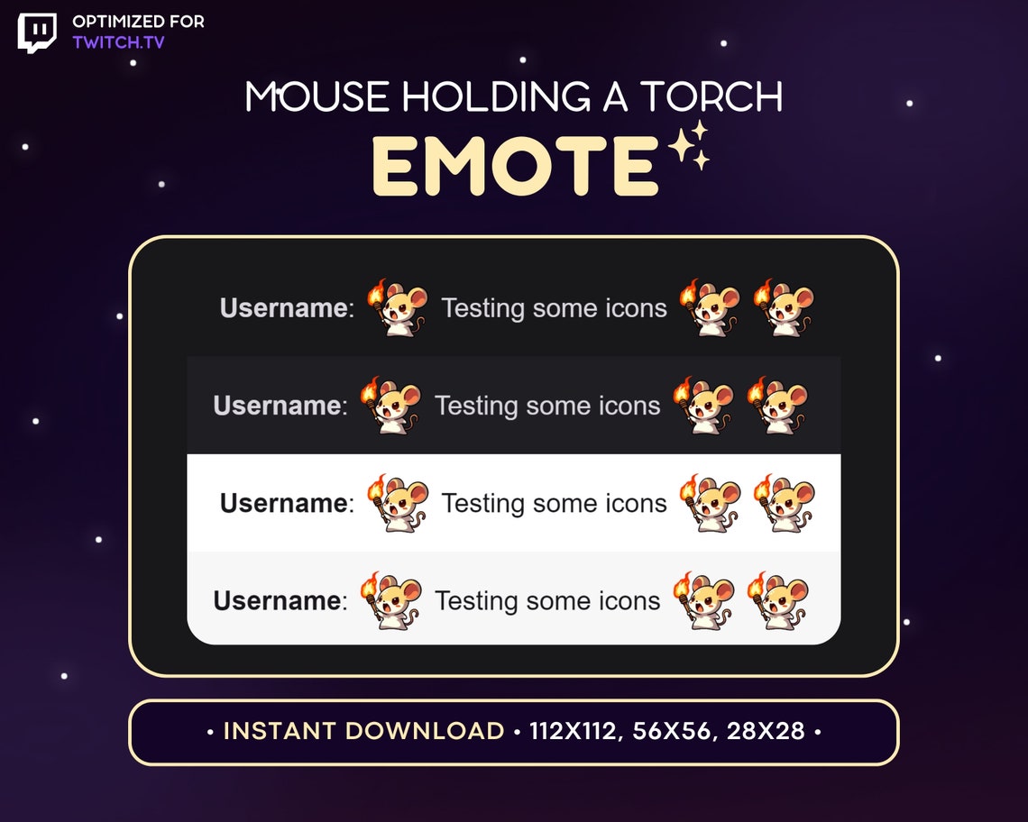 Cute Mouse Twitch Emote Raid - Holding Torch Mouse Discord Emote, Mouse ...