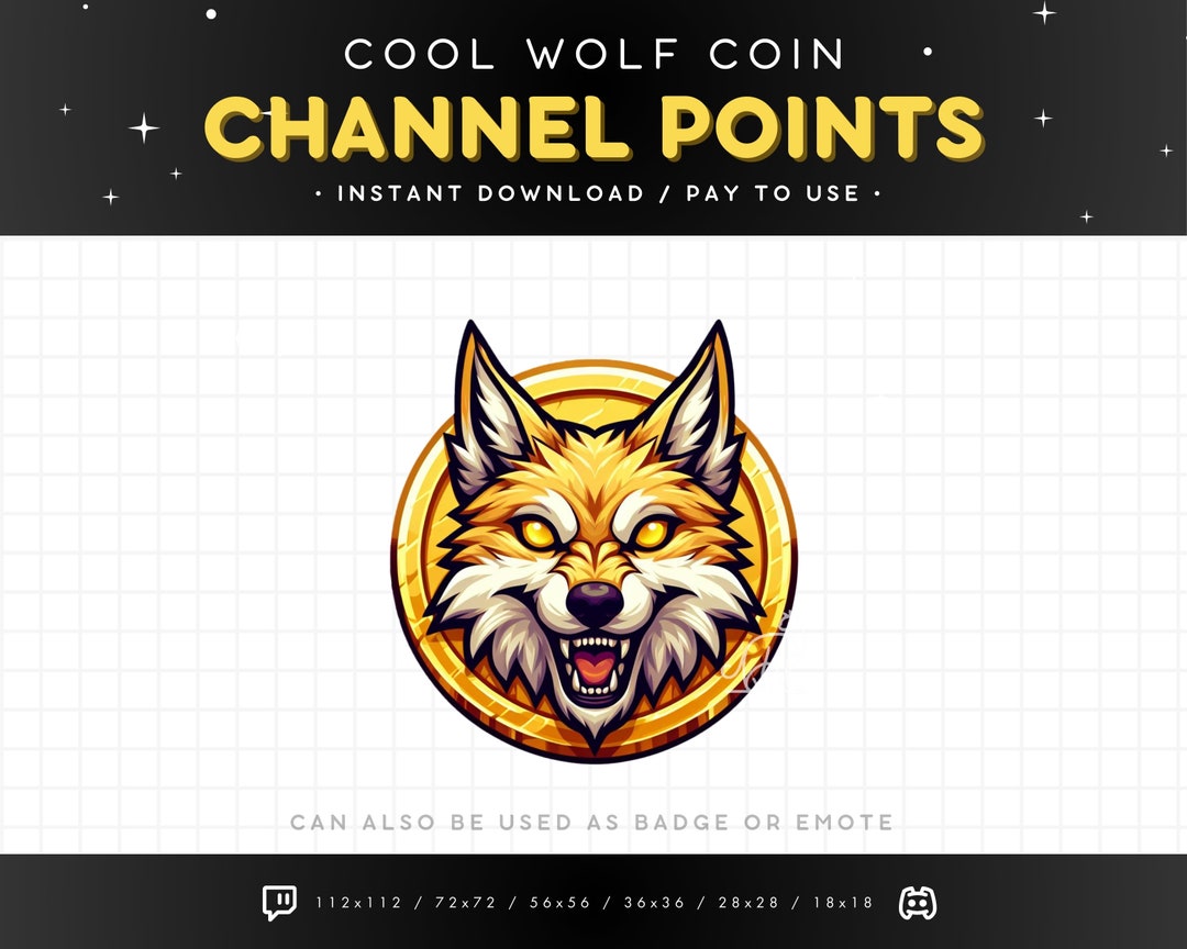 Cool Wolf Coin Twitch Channel Point Icon, Sub Badge, Emote Wolf Discord ...