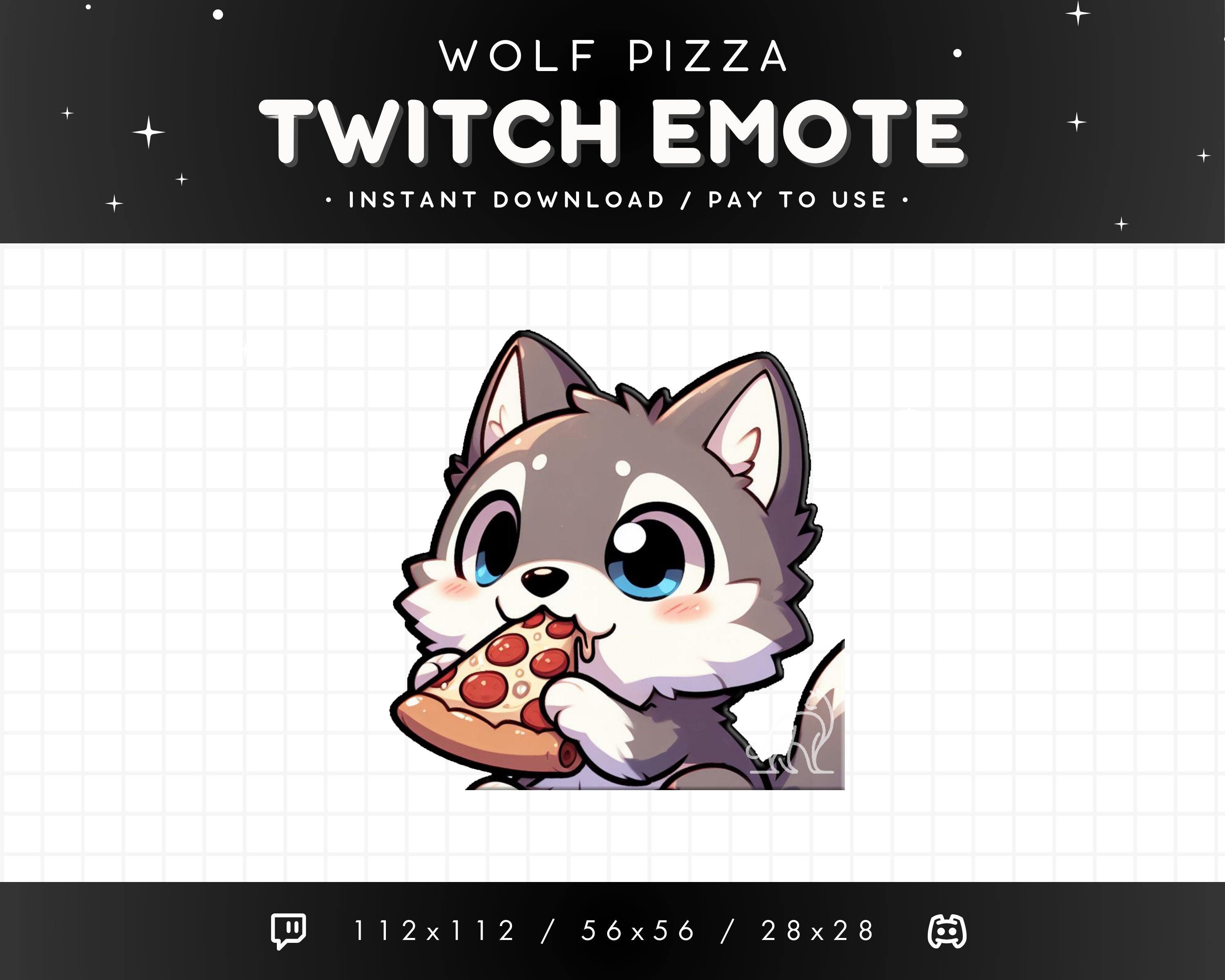 Cute Wolf Twitch Emote Pizza Gray Wolf Emote, Wolf Discord Emote ...