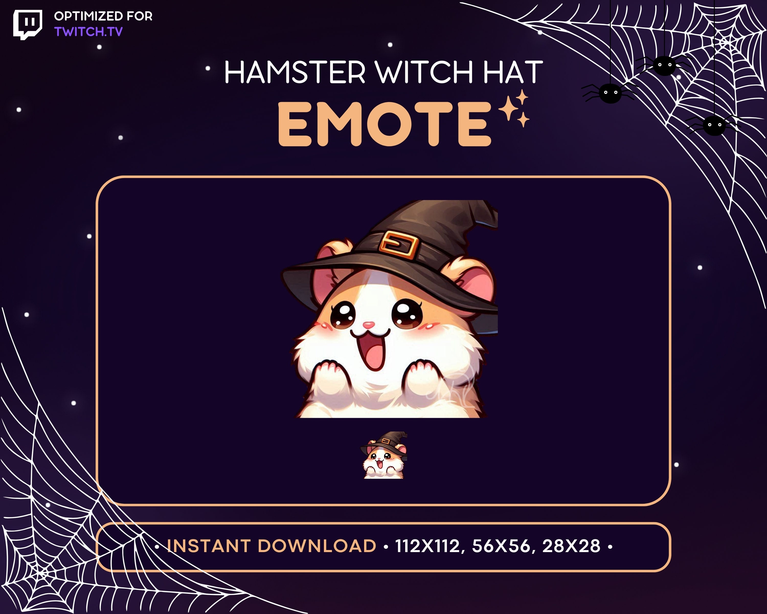 Cute Witch Hat Hamster Twitch Emote Witch Hamster Rodent Emote, Hamster ...