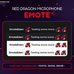 Red Dragon Twitch Emote - Microphone Dragon Emote, Dragon Discord Emote ...