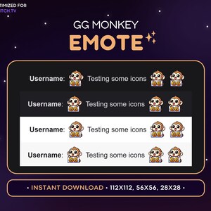 Cute Monkey Twitch Emote GG Sign Monkey Emote, Monkey Discord Emote ...