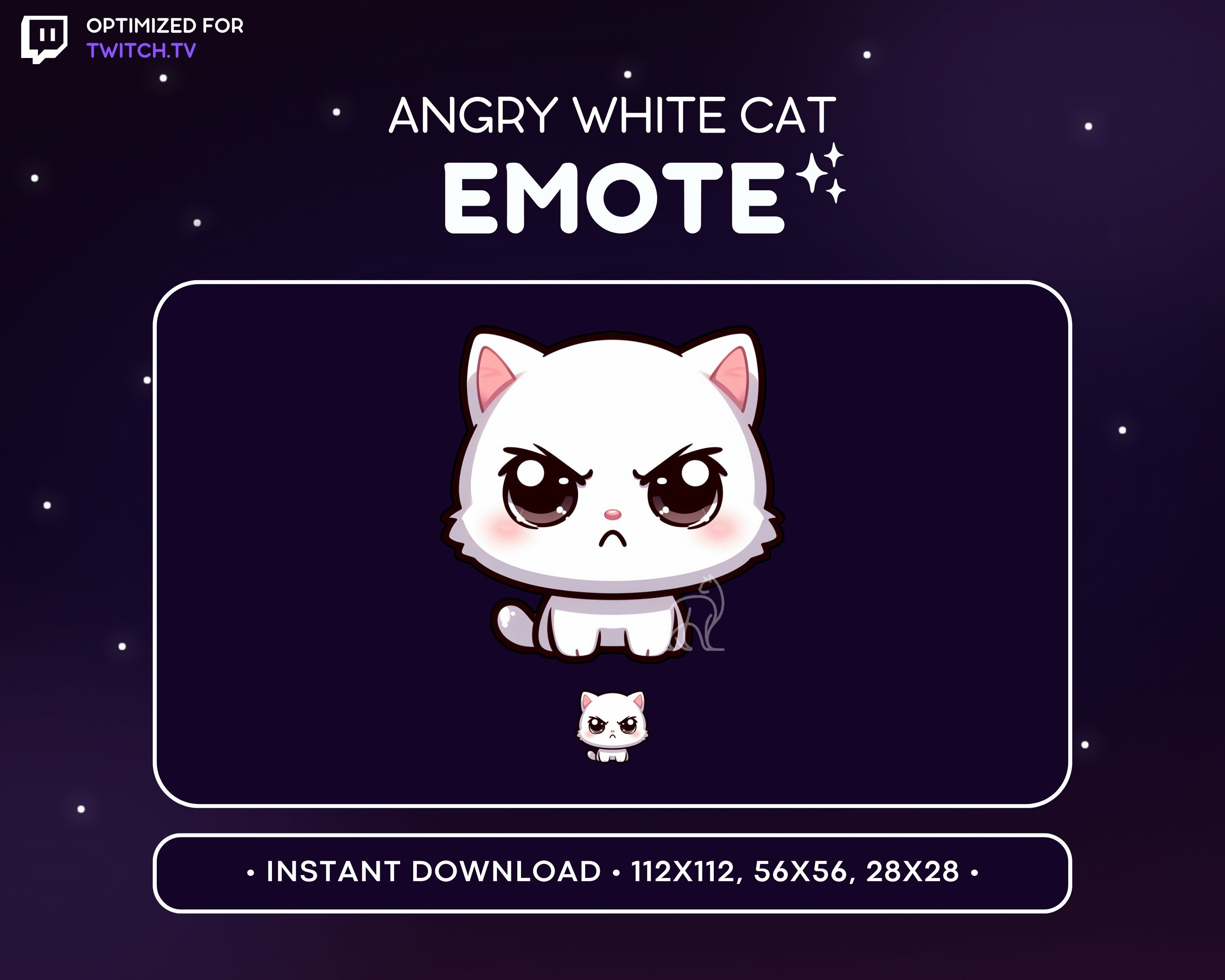 Mad White Cat Twitch Emote - Angry Discord Emoji, Annoyed, Sigh, Rage ...