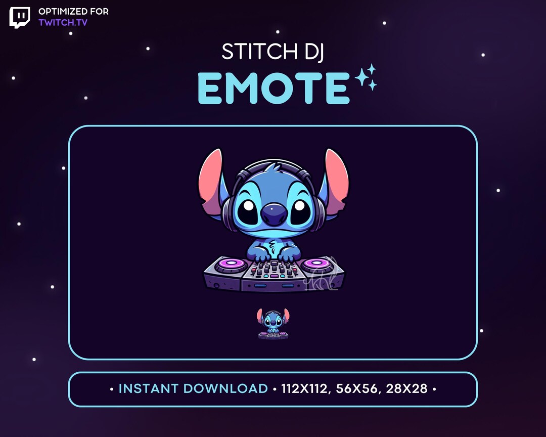 Stitch Twitch Emote - DJ Stitch Discord Emote, Stitch Streaming Assets, Gaming, Emoji, PNG ...